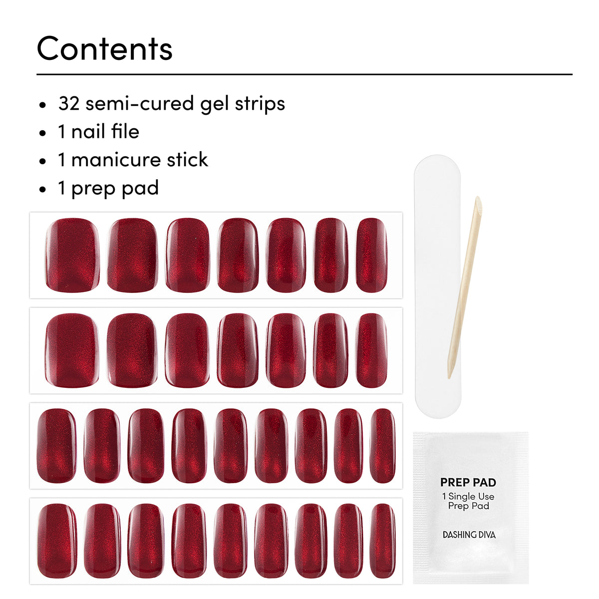 Ruby Red Apple – Magnetic Red Semi-Cured Gel Strips – Dashing Diva