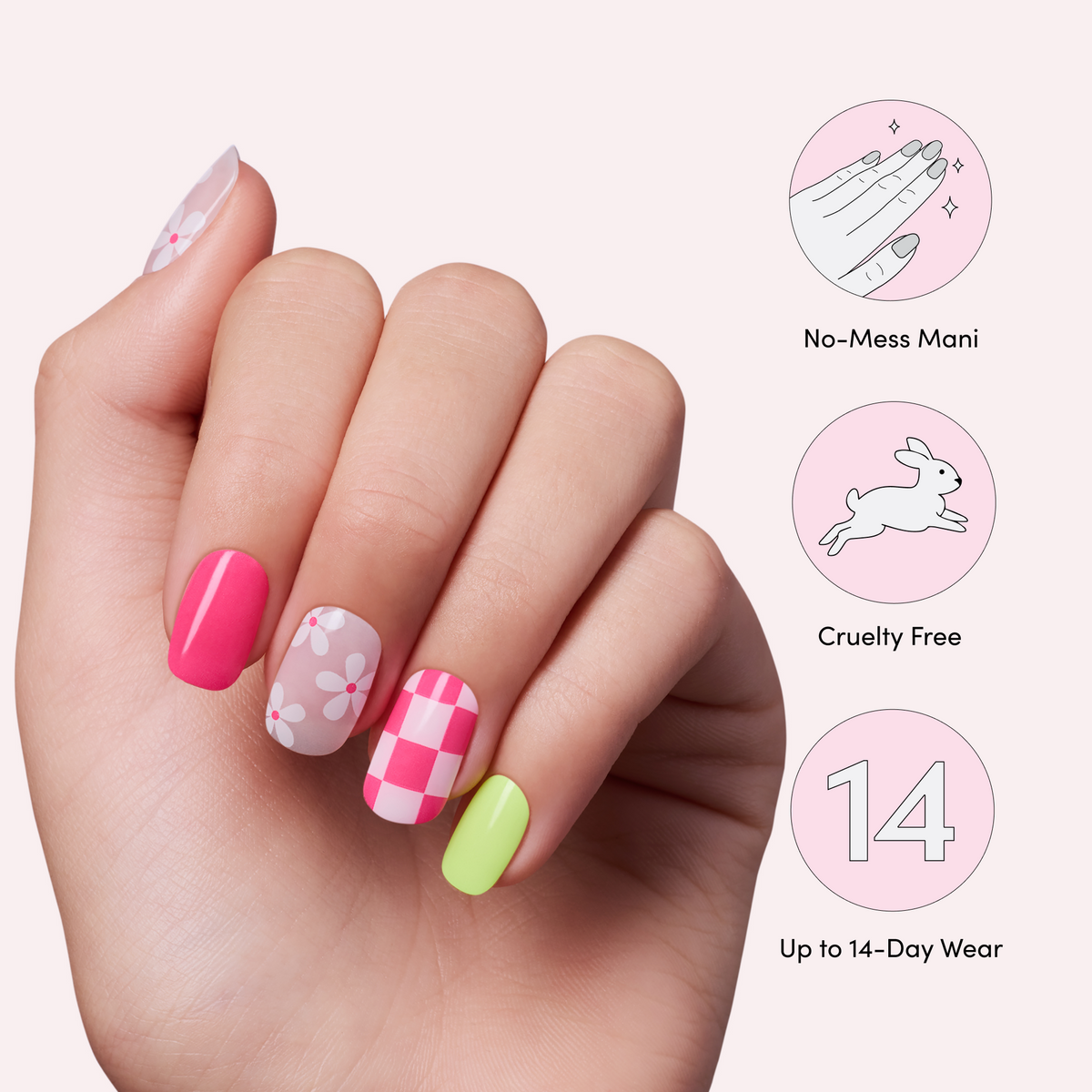 Miss Matched - Pink & White Squoval Semi-Cured Gel Nail Lengthening ...